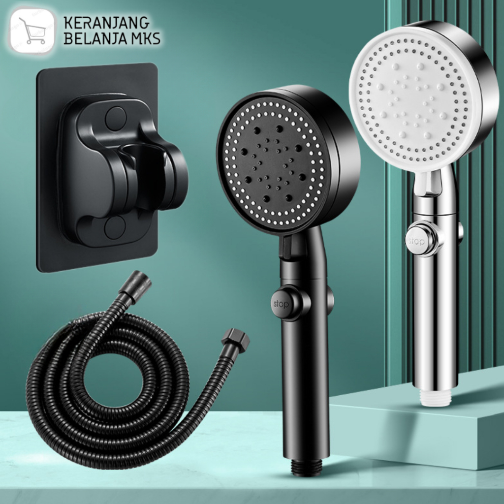 Jual Kepala Shower Mandi Hitam Premium 5 Mode Air Shower set Head ...