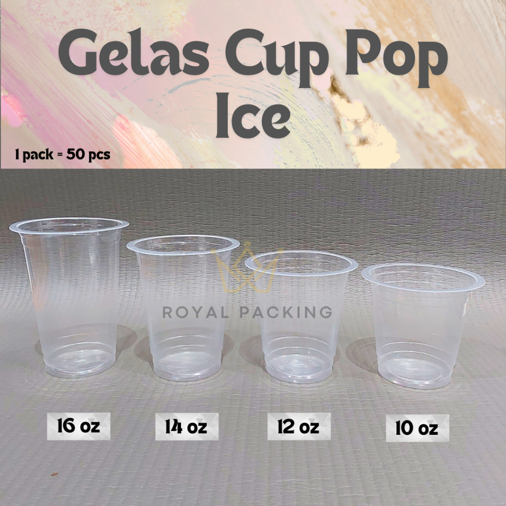 Jual [RP] GELAS CUP POP ICE 12OZ / CUP GELAS PLASTIK / GELAS POPICE ...
