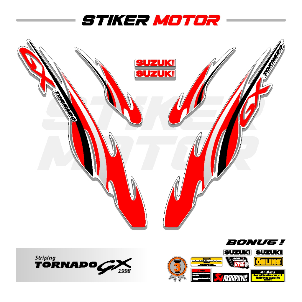 Jual TG08 STRIPING STIKER STICKER LIS SUZUKI TORNADO GX 100 1998 MOTIF ...