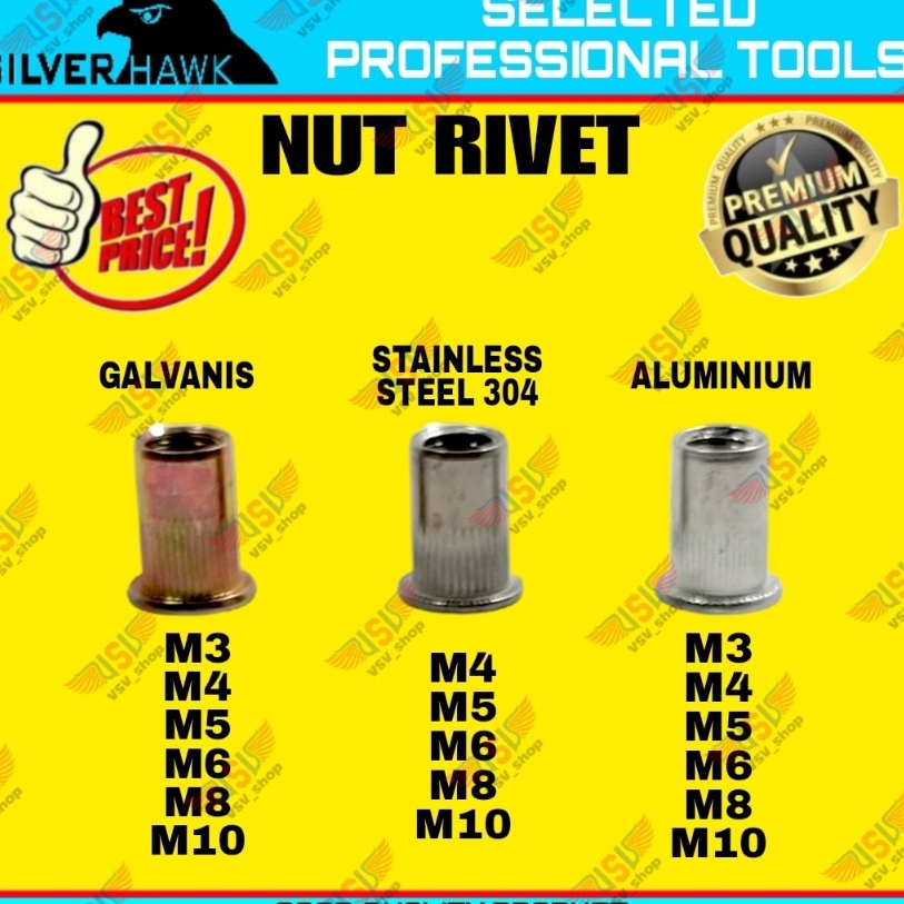 Jual DU Rivet Nut M6 GALVANISSTAINLESS STEELALUMINIUM Mur Rivet Tanam ...