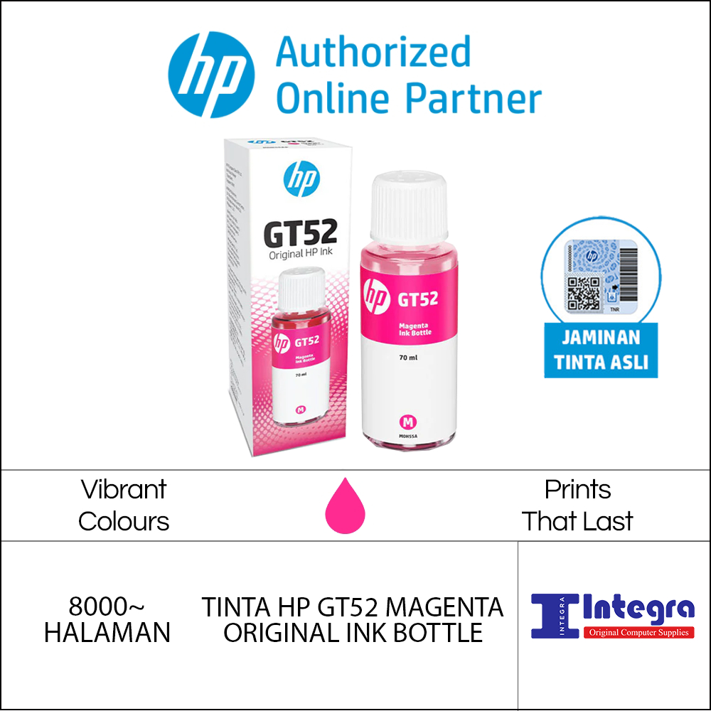 Jual Tinta HP GT 52 | GT52 Magenta Original Ink Bottle - M0H55AA for ...