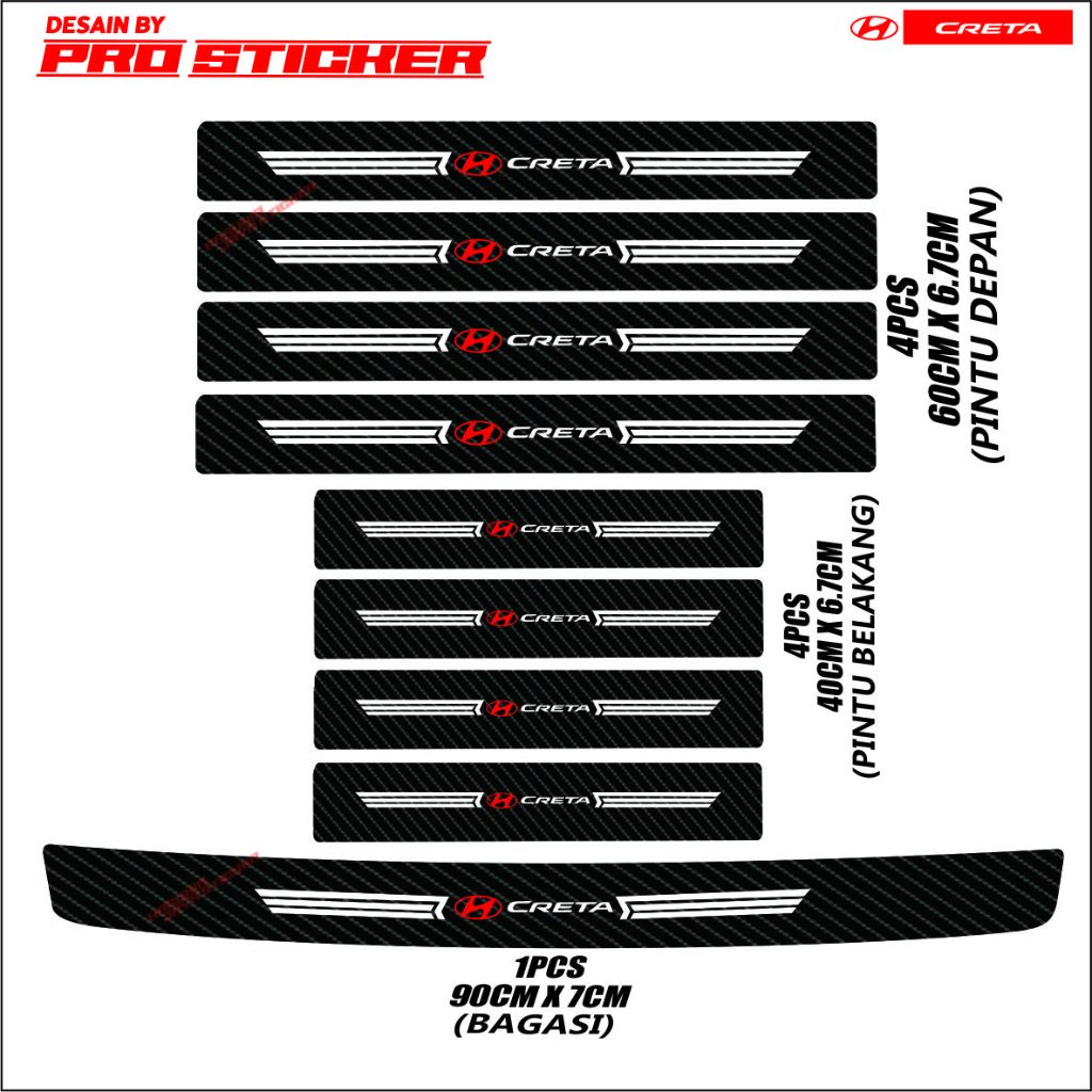 Jual 9pcs stiker carbon hyundai creta cutting sticker pelindung pintu ...