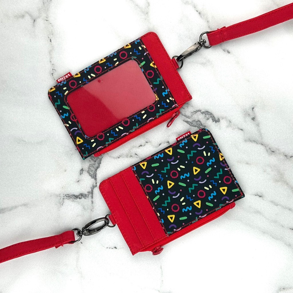 Jual ID card holder hanging wallet name tag kartu lanyard zipper motif ...