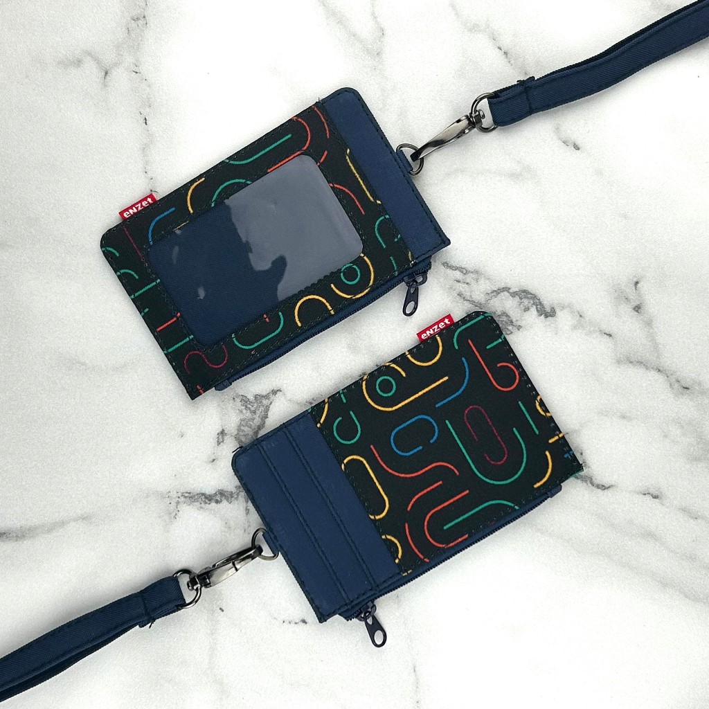 Jual ID card holder hanging wallet name tag kartu lanyard zipper motif ...