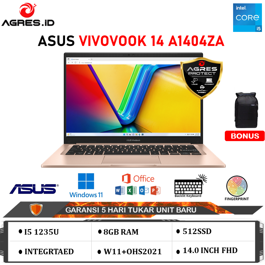 Jual ASUS VIVOBOOK 14 A1404ZA I5 1235 8GB 512GB W11+OHS 14.0FHD VIPS ...