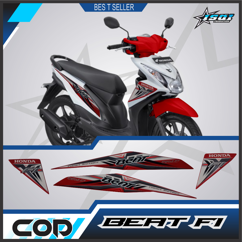 Jual Stiker Striping Honda Beat FI 2015 List Body Standar Beat FI 2015 ...