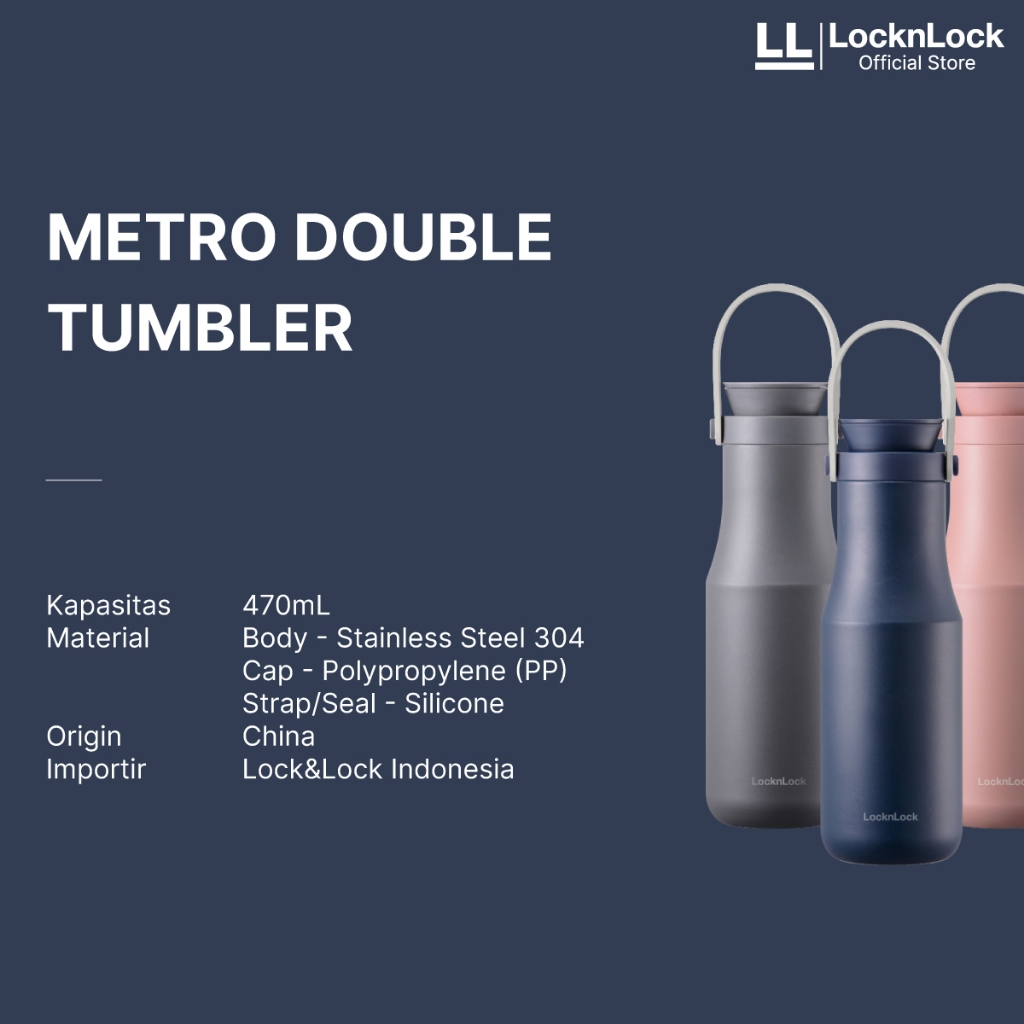 Jual LocknLock Metro Double Tumbler 470ml - LHC4202 | Shopee Indonesia