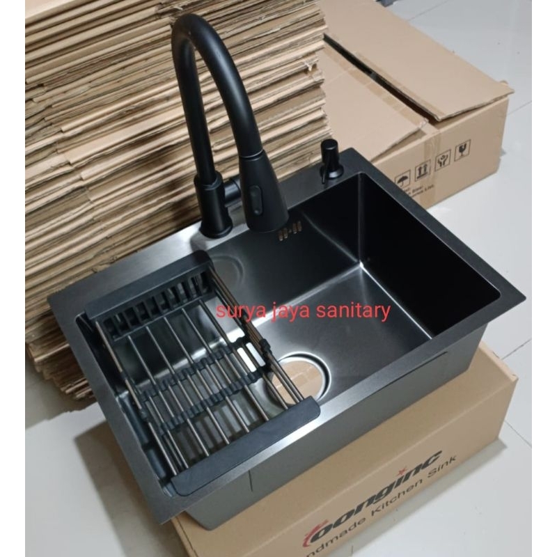 Jual PROMO Paket komplit kitchen sink 6045 hitam / Paket kitchen sink ...