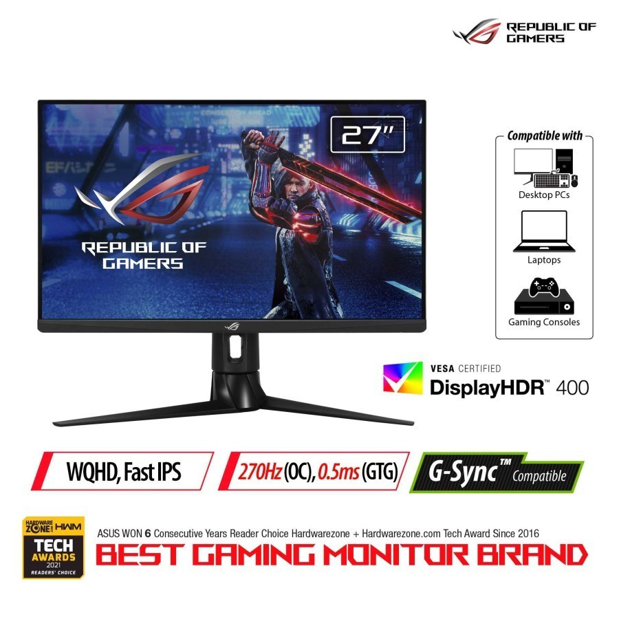 Jual ASUS ROG Strix XG27AQM | Fast IPS 27” WQHD 270Hz 0.5ms G-Sync Gaming Monitor | Shopee Indonesia