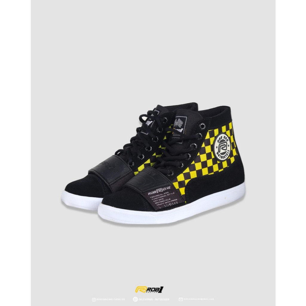 Jual Sepatu Sneaker ROB1 Racing Cheker Flag Yellow | Shopee Indonesia