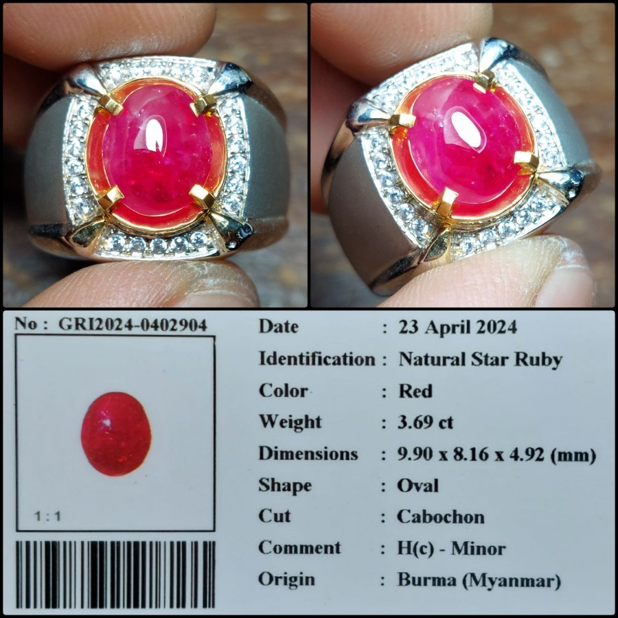 Jual Natural Red Ruby Star Burma Myanmar Gems Batu Permata Mulia Merah ...