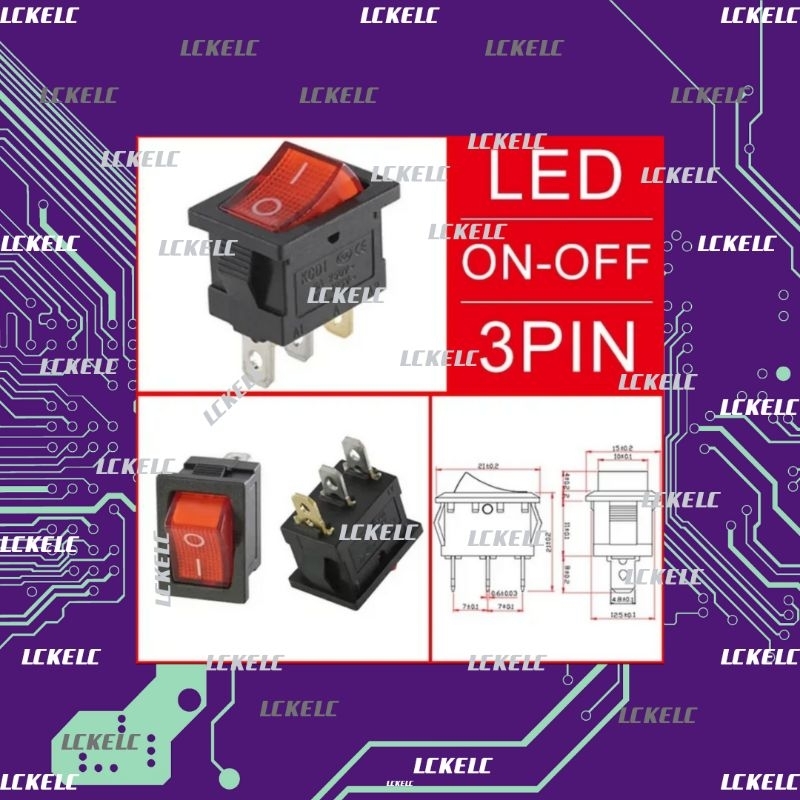 Jual ROCKER SWITCH SAKLAR ON-OFF KECIL + LAMPU 3 PIN | Shopee Indonesia