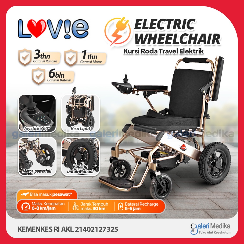 Jual Kursi Roda Travel Elektrik Aluminium Lovie Topaz | Shopee Indonesia