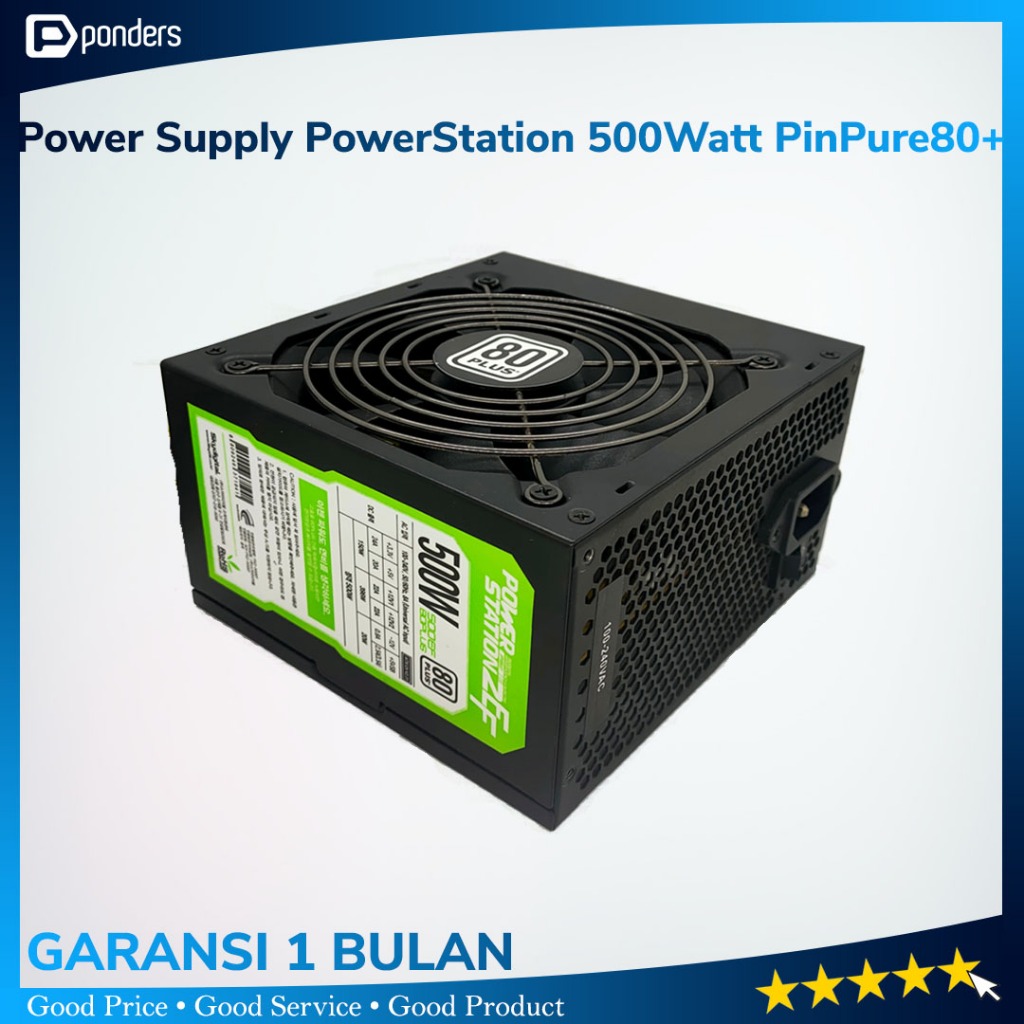 Jual PSU 500Watt 80+ / PowerSupply 500Watt 80+ Merk PowerStation Pin ...