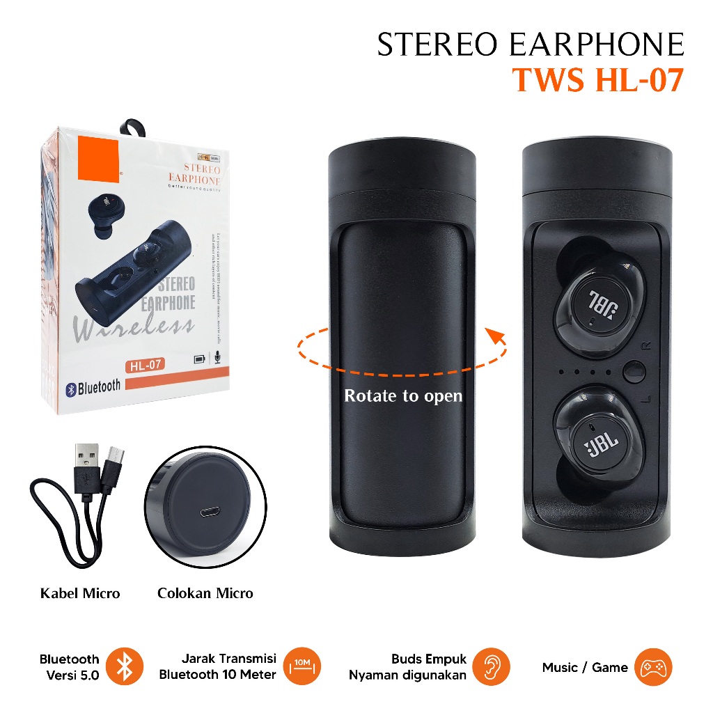 Jual TWS Headset Bluetooth TWS HL-07 Stereo Headset Bluetooth Headset ...