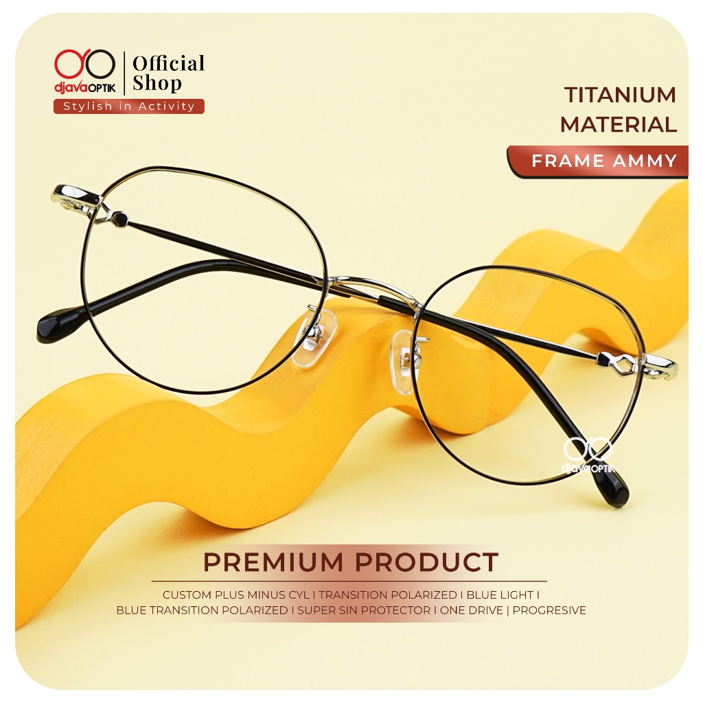 Jual DJAVA OPTIK - Frame Ammy - Kacamata Korea Bulat Prisma Titanium Premium Supersin Bluelight ...