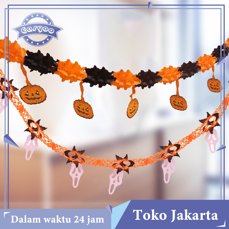 Jual Dekorasi Halloween Garland Backdrop Pumpkin Ghost Hiasan Dekorasi ...