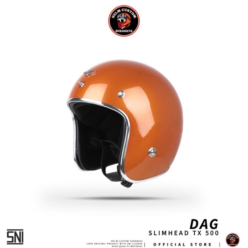 Jual Dag Helm Slimhead TX-500 Orange Trash Gloss SNI Resmi Helm Retro ...