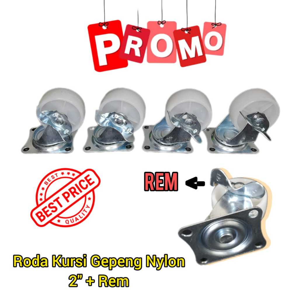 Jual Roda Kursi Gepeng Putih Nylon Roda Caster Kaster Castor Wheel Roda ...