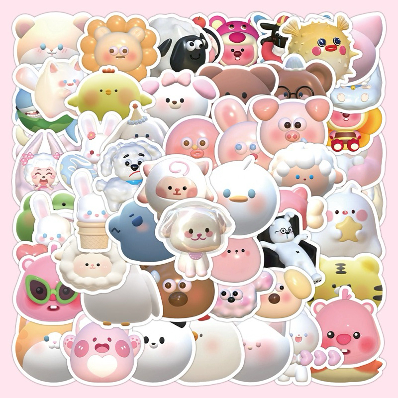 Jual 63pcs Sticker 3D Animal Hewan Loopy Pororo Bunny Stiker Lucu ...