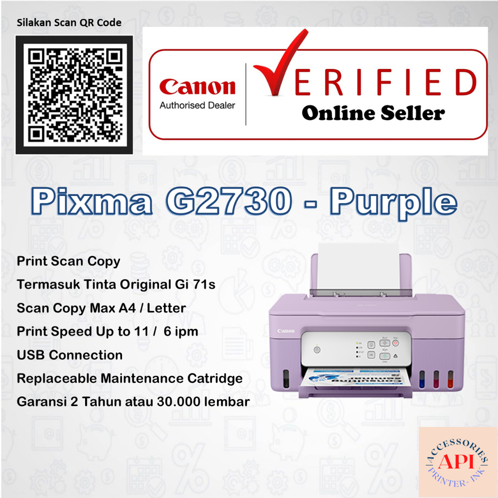 Jual Printer Canon Pixma G2730 G 2730 G-2730 Purple Edition - Print ...