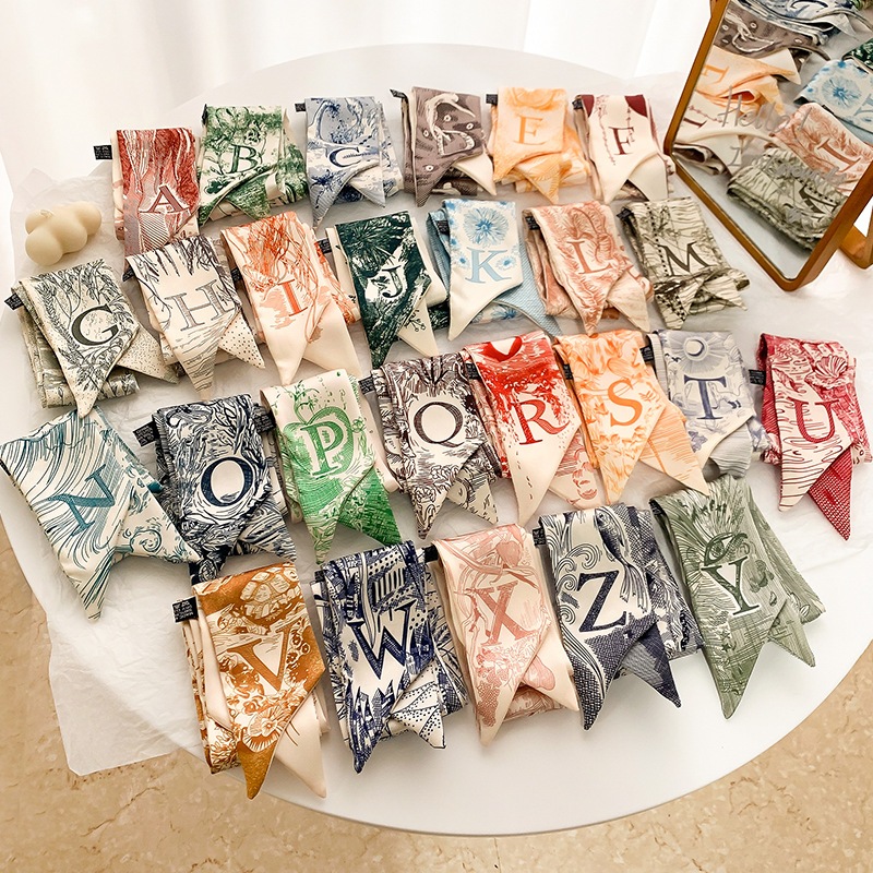 Jual SYAL MOTIF LETTER INISIAL HURUF BINATANG PATTERN SELENDANG TWILLY SCARF LEHER WANITA TAS ...