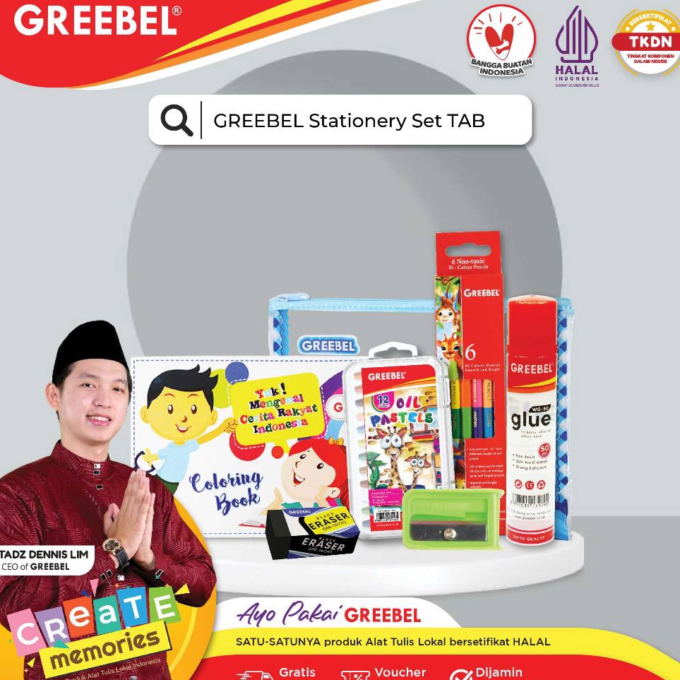 Jual GREEBEL Paket Alat Tulis TAB 217 StationaryStationery Set alat ...