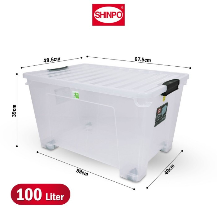 Jual Box Container Shinpo CB 100 Liter Roda SIP 102 Bening Transparan ...