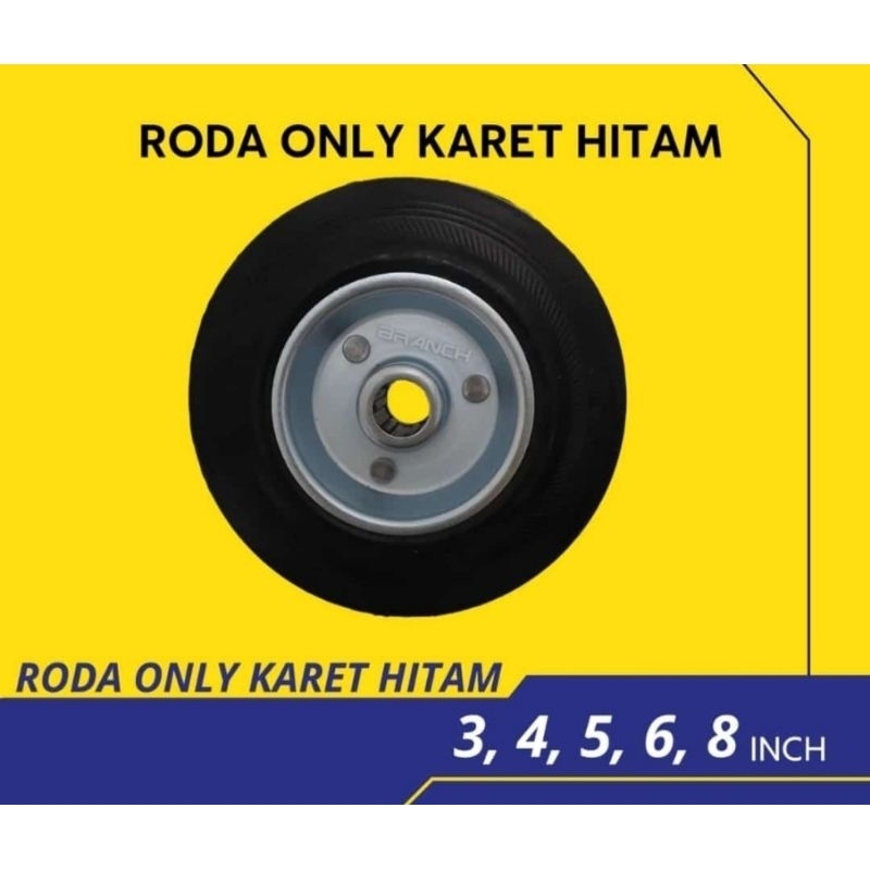 Jual Roda Karet Hitam 3" 4" 5" 6" 8" / Roda Only 3 inch 4 inch 5 Inch 6 ...