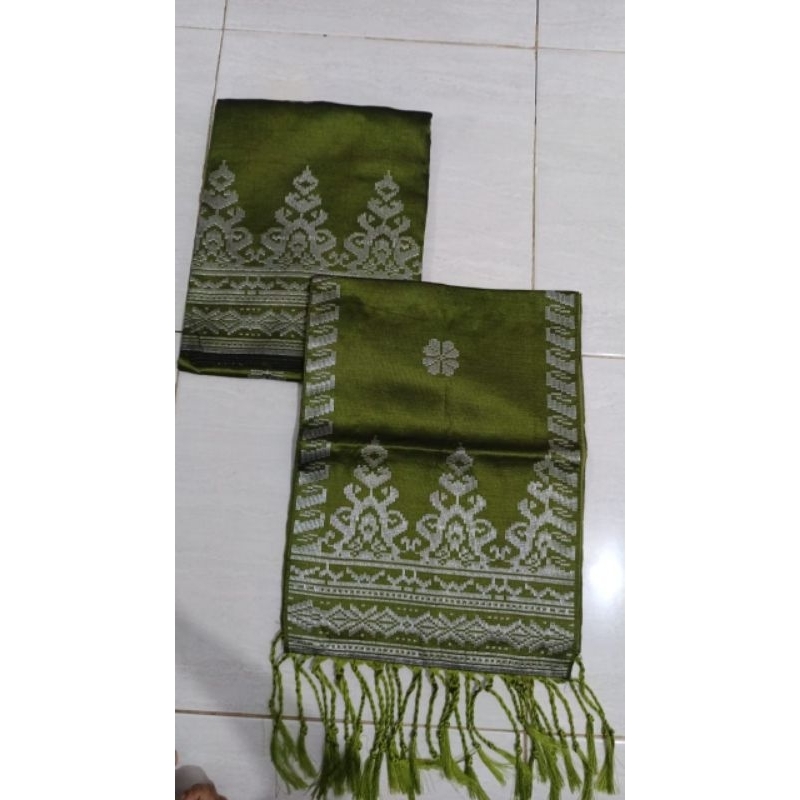 Jual Songket silungkang dan selendang warna hijau Sage , lumut, kacang hijau | Shopee Indonesia