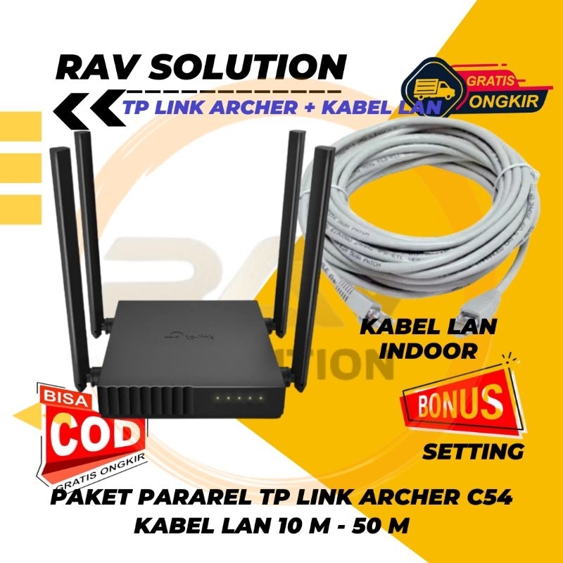 Jual TP LINK ARCHER C54 / AC1200 + KABEL LAN INDOOR FULL SETTING ...