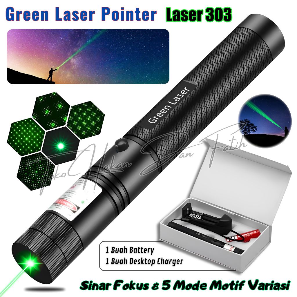 Jual Laser Leser Hijau Green Laser Pointer Jarak Jauh 303 Baterai Charge | Original Green Laser ...