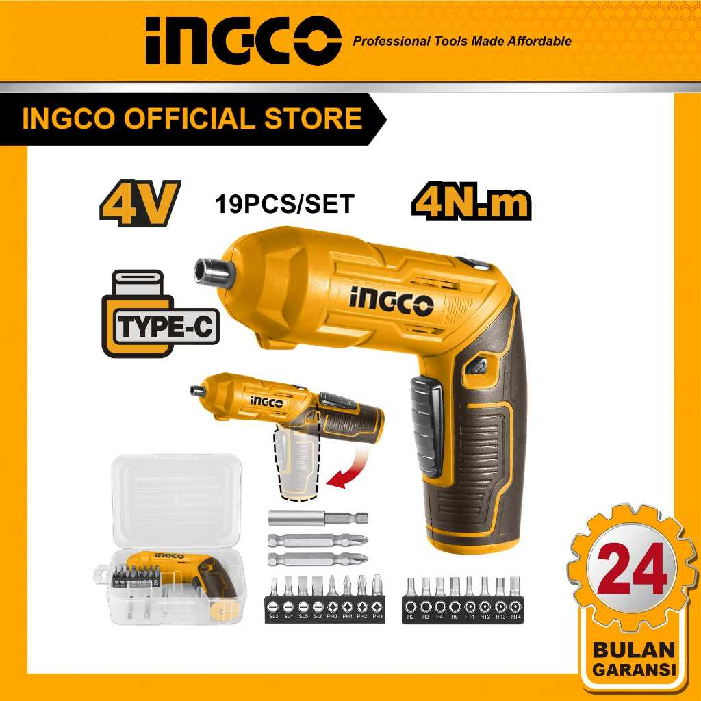 Jual (INGCO) - Cordless Screwdriver 4v Set INGCO CSDLI0442 Flexible Bor ...