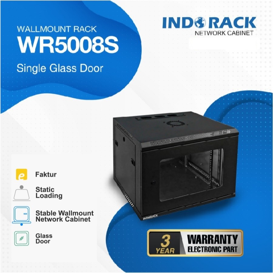 Jual WR5008S - 8U Wallmount Rack Depth 500mm Single Door 19" - INDORACK ...