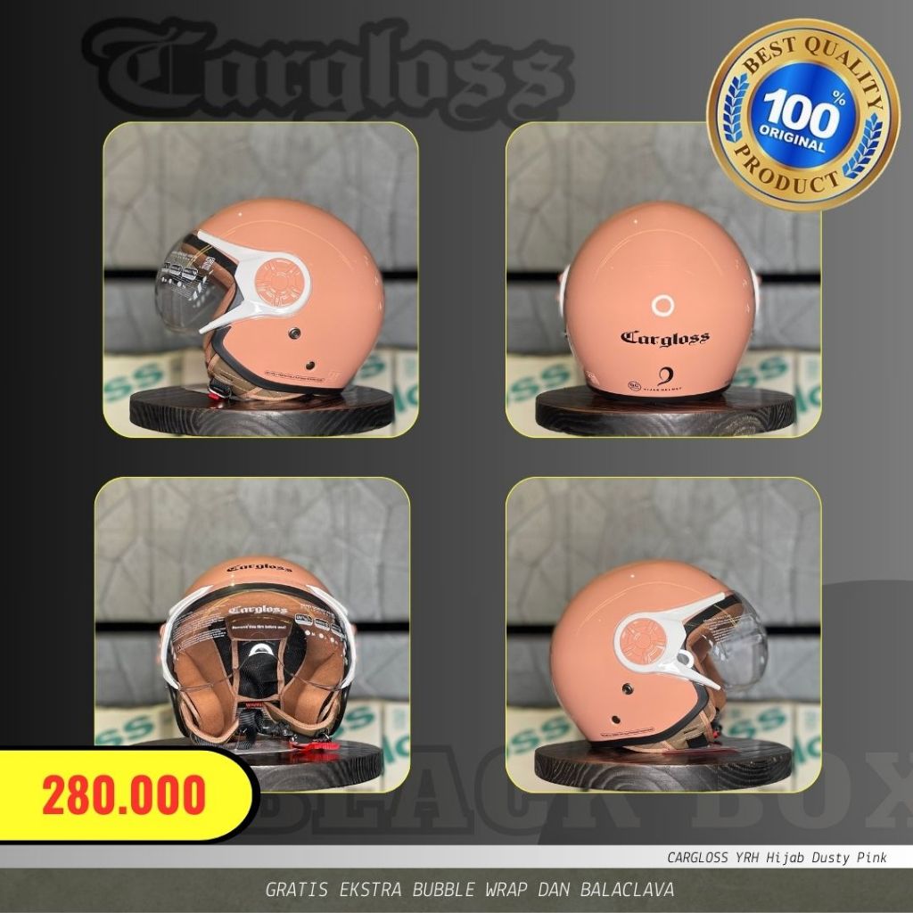 Jual Helm Cargloss YRH Hijab Dusty Pink Helm Half Face | Shopee Indonesia