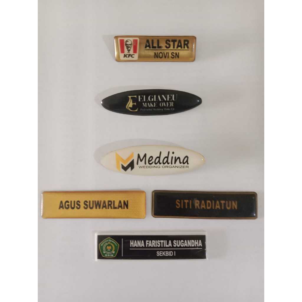 Jual Name Tag Nama Dada Kuningan Stainless Akrilik Peniti Magnet Paku ...