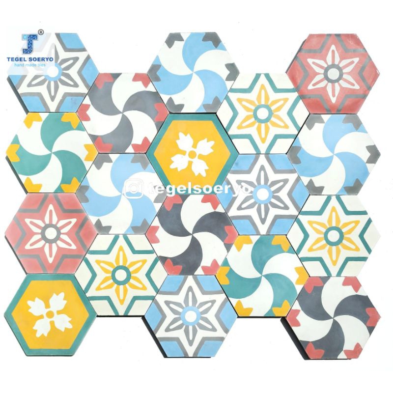 Jual Tegel Hexagonal Lantai Dan Dinding Motif Premium (Mix Tile) Ukuran ...