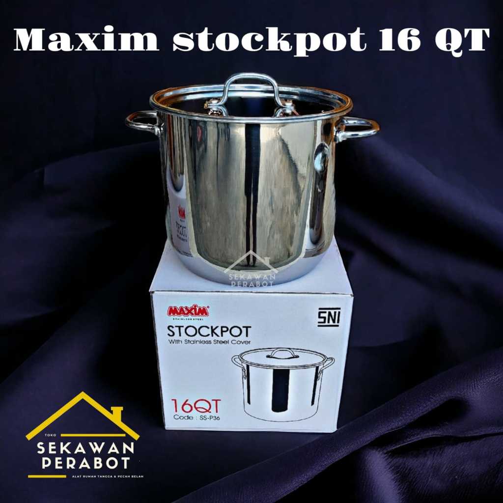 Jual PANCI STOCK POT STAINLESS STEEL MAXIM 16 20 QT PANCI SUP TINGGI ...