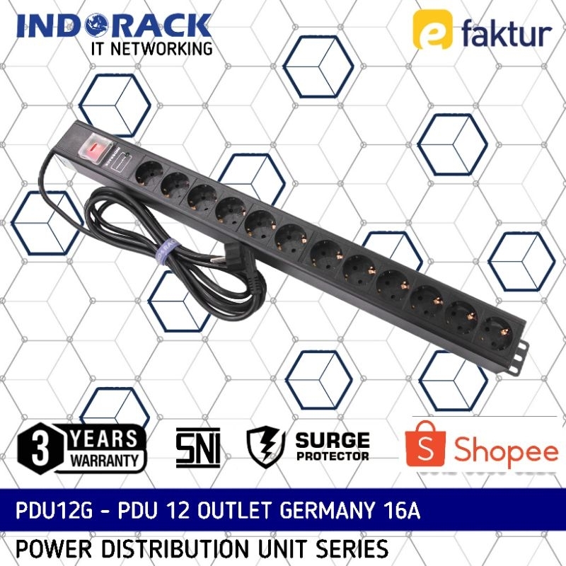 Jual PDU12G PDU INDORACK 12 Outlet 16A Germany Power Distribution Unit ...