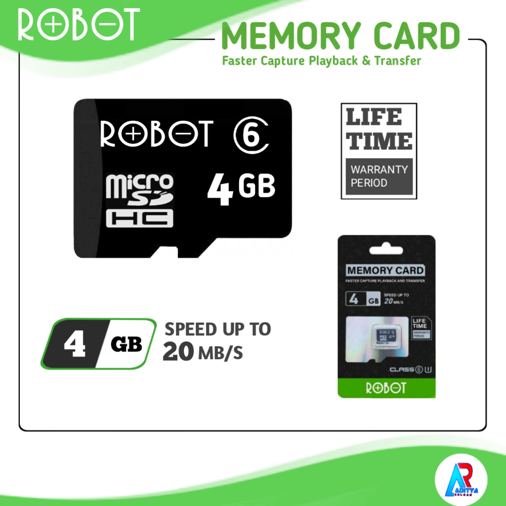Jual ROBOT Memory Card Storage 4GB Class 6 Garansi Original | Shopee ...