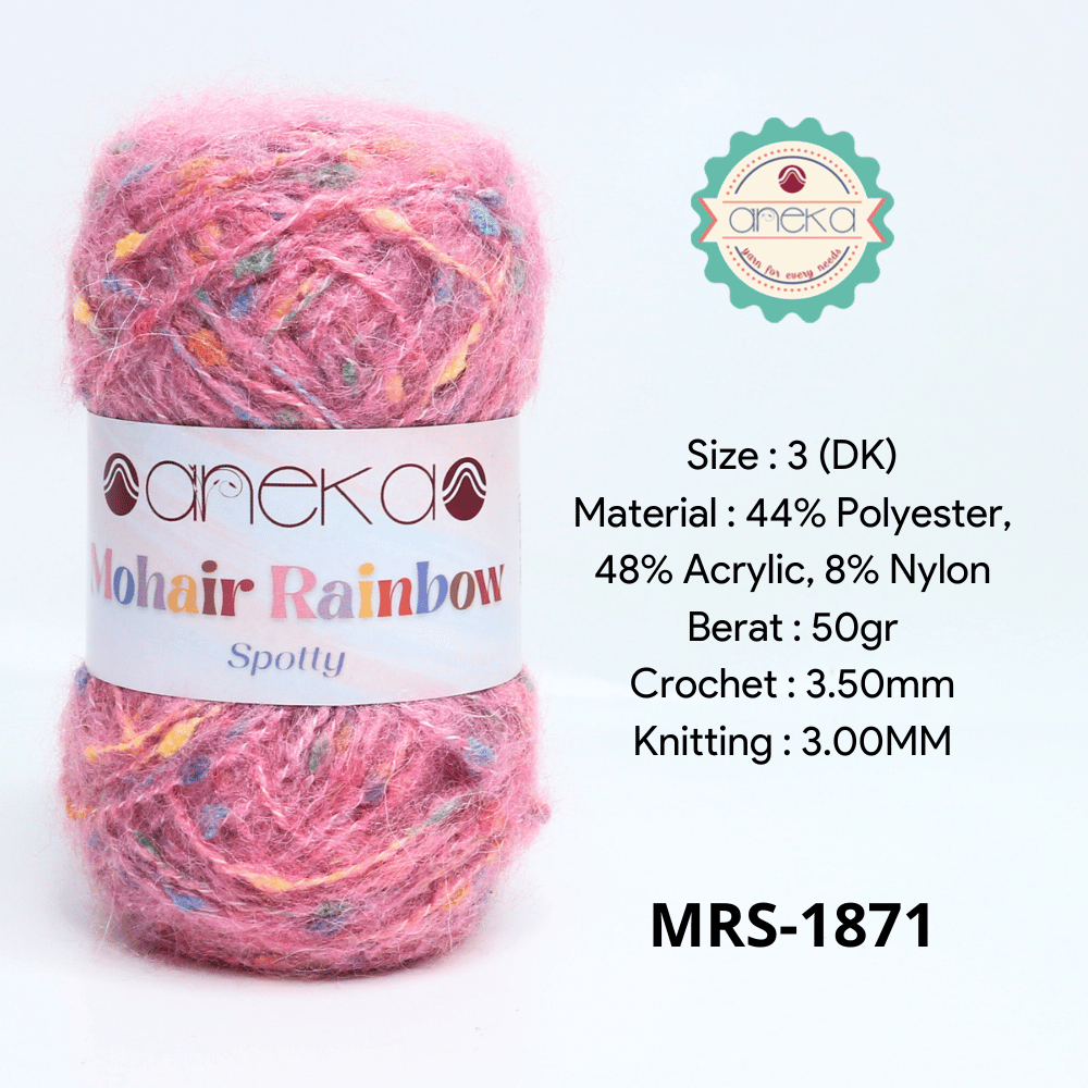 Jual ANEKA - Benang Rajut Mohair Rainbow Spotty Yarn / Bintik Warna - 1871 | Shopee Indonesia
