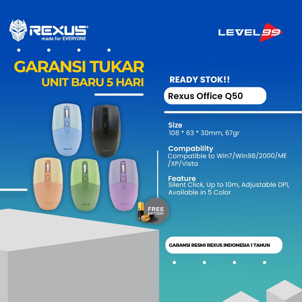 Jual Rexus Office Q50 Wireless Mouse | Shopee Indonesia