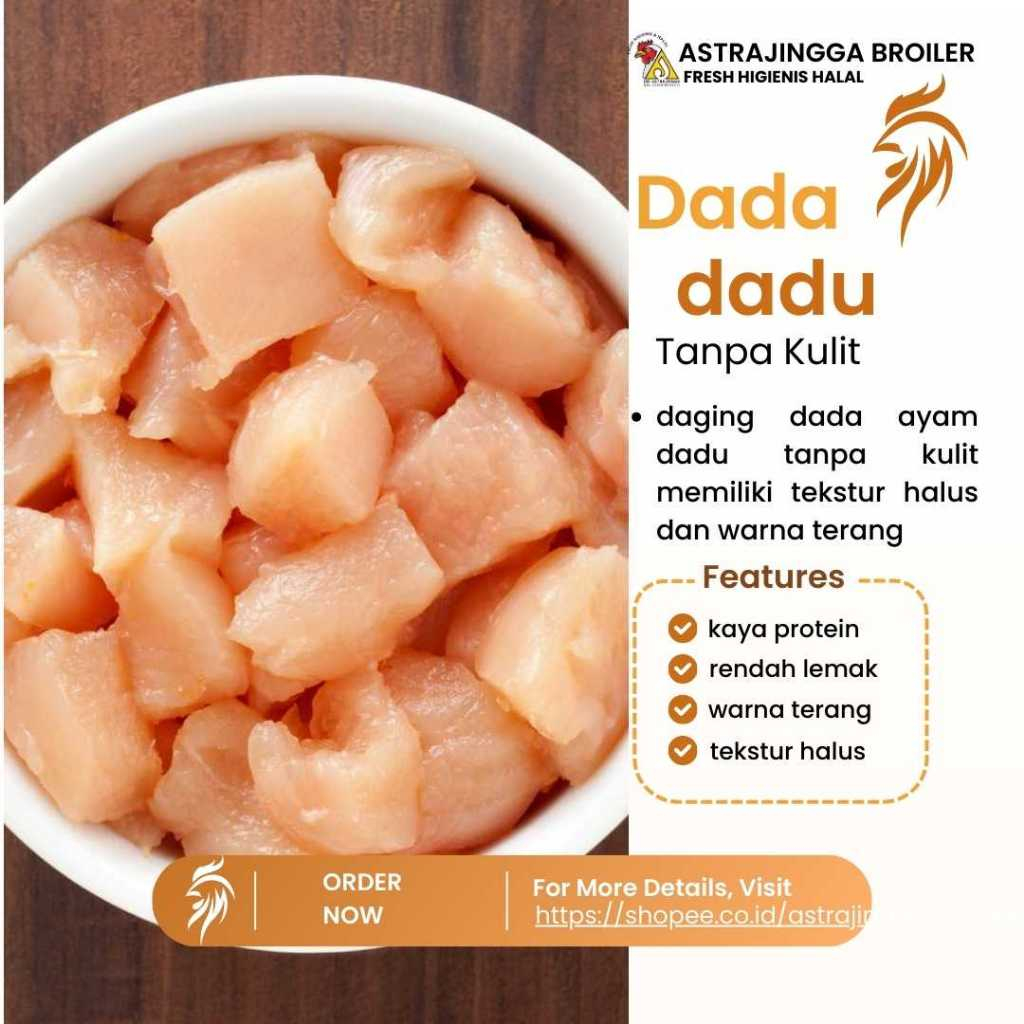 Jual Daging ayam dada fillet tanpa kulit potong dadu 1kg astrajingga ...