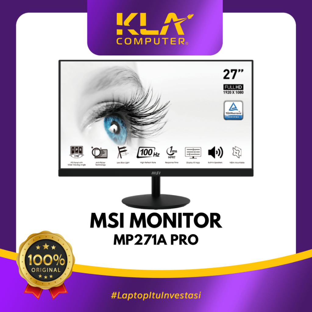 Jual Monitor MSI PRO MP271A 27 FHD IPS 100Hz 1ms | Shopee Indonesia