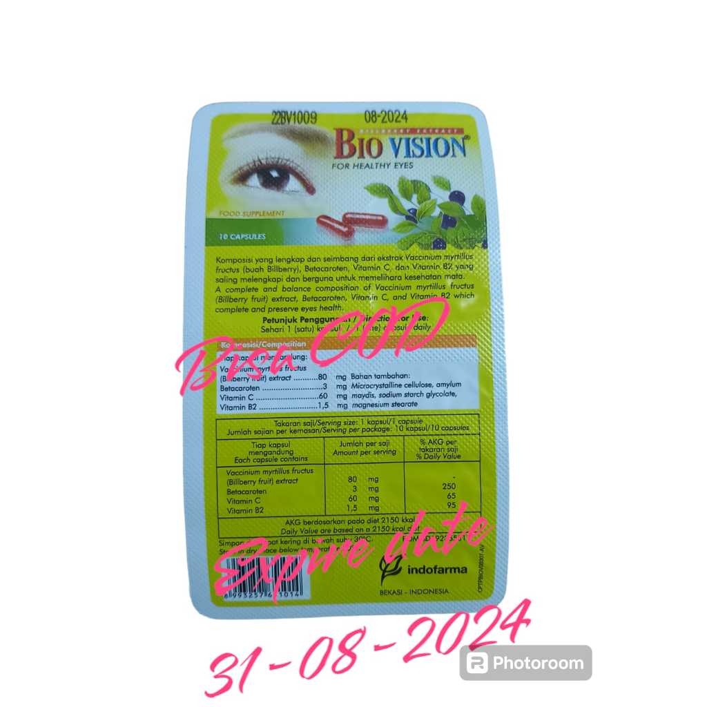 Jual biovision suplemen mata 1 strip@ 10 kapsul ED 30 September 2024 ...