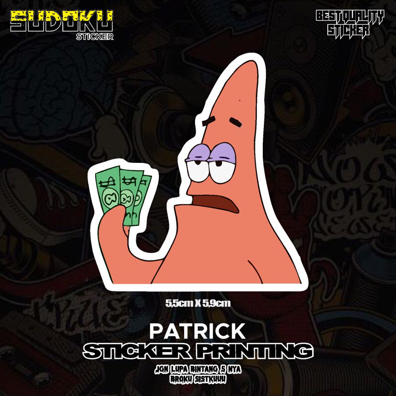 Jual STICKER STIKER PRINTING PATRICK STAR KARTUN SPONGEBOB LUCU VIRAL ...