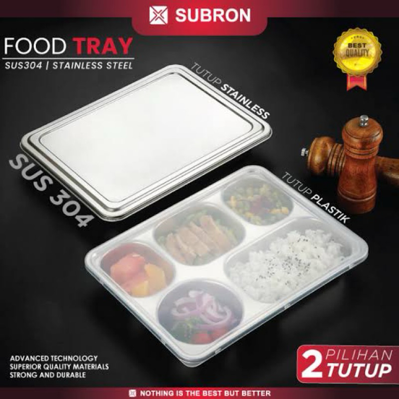 Jual Tempat Makan Piring Sekat Diet / Food Tray Stainless Steel 5 Sekat ...