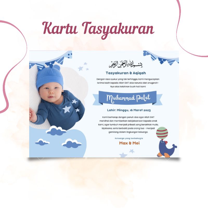Jual Kartu Tasyakuran/Tedhak Siten/Aqiqah/Ulang Tahun/Kelahiran/Selapan ...