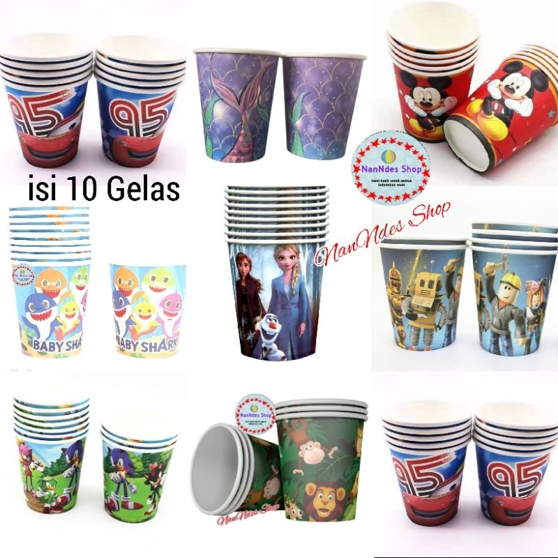 Jual 10 Pcs Gelas Karakter Pesta Ulang Tahun Hewan Zoo Frozen Hello ...