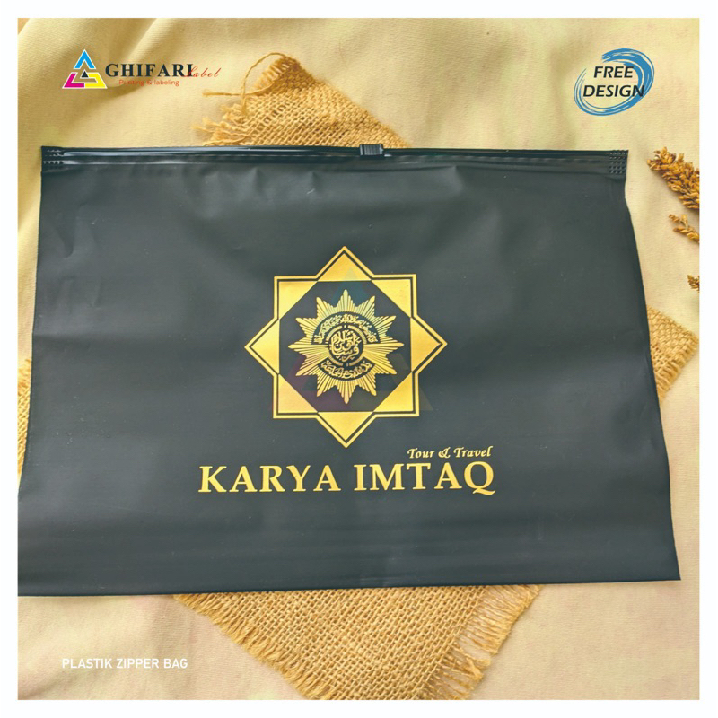 Jual minimal order 50pcs / zipper bag hitam / zipperbag custom sablon ...